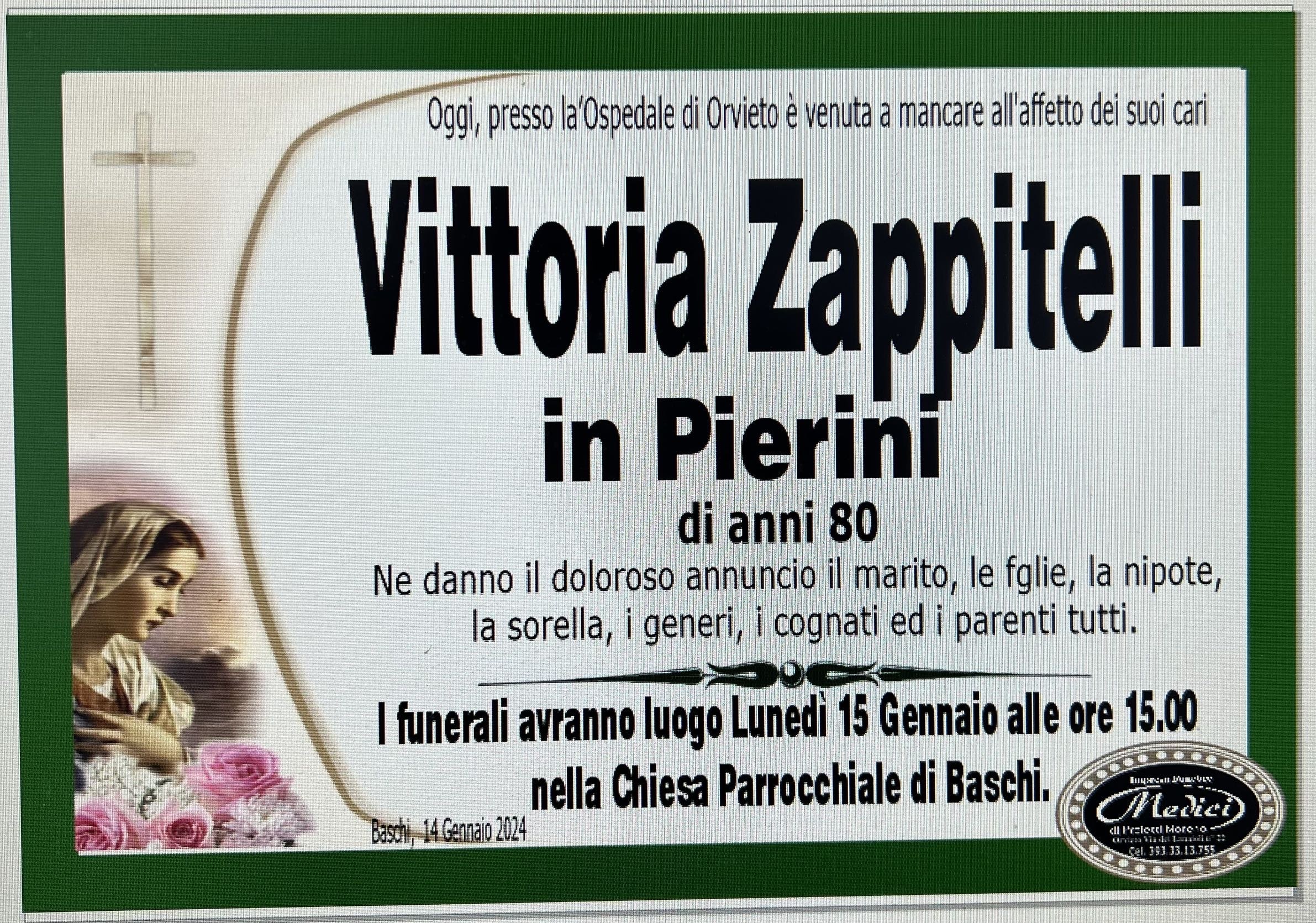 Necrologio Vittoria Zappitelli - Impresa funebre Medici Proietti Orvieto